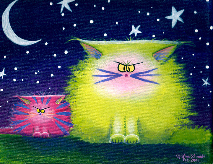 fuzzy puffy cute cranky cats, occasionally green – Cranky Cat Collection